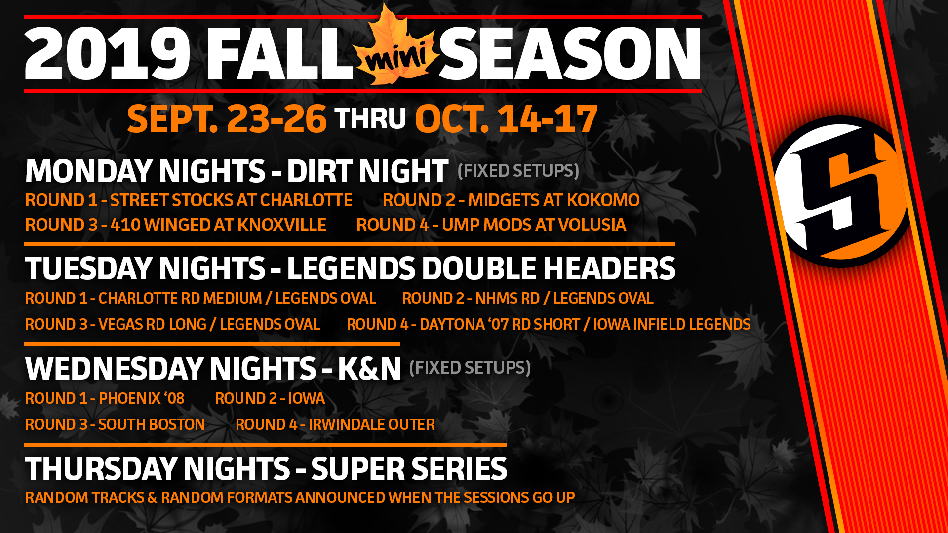 2019 Fall Mini-Season Schedule & Information - Sim Auto Racing Association